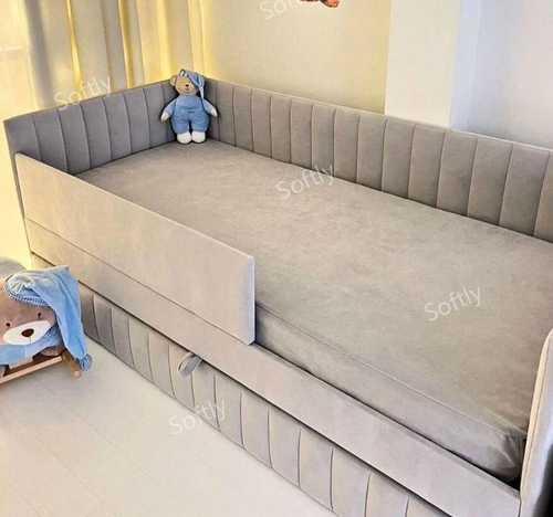 Детская кровать диван угловая с мягким бортиком