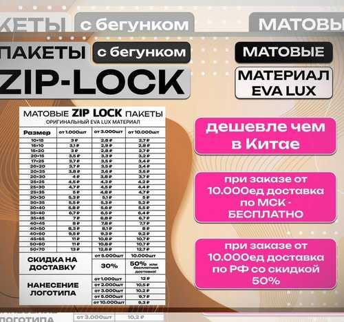 Пакеты ZIP lock EVA-LUX 120 мкм для WB 30х40 оптом