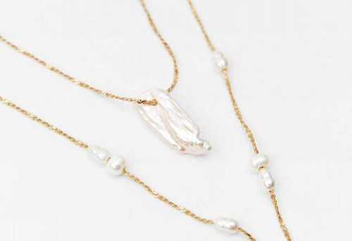 Zara ожерелье с натуральным жемчугом