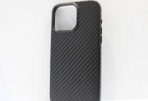 Кожаный Чехол iPhone 15 Pro Max Carbon/MagSafe