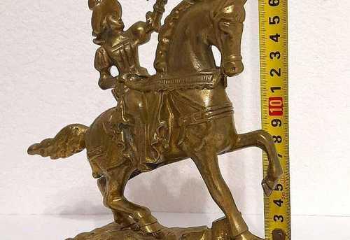 Статуэтка фигурка всадница охотница бронза латунь