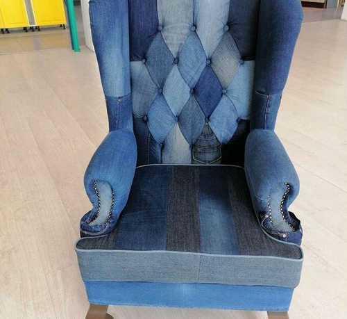Кресло джинсовое, в английском стиле новое