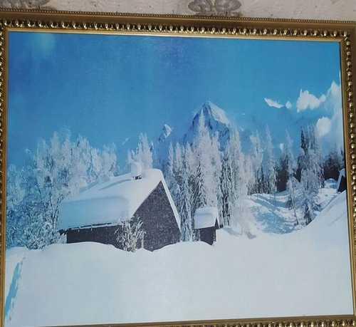 Картина "Зимний пейзаж" в деревянной раме 67*57