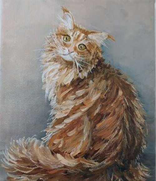 Картина маслом "Рыжий кот"