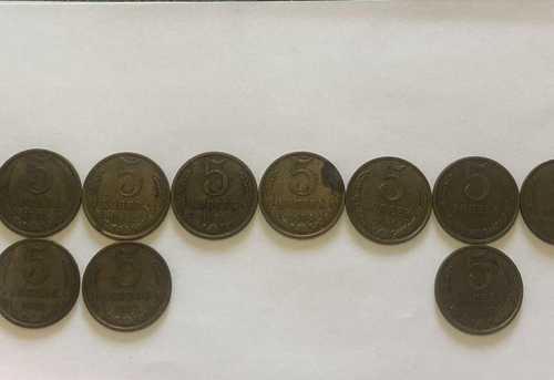 Продам монеты СССР 5 копеек 1961-1991 гг