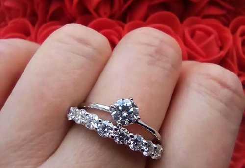 Парное кольцо 1.2ct с бриллиантами муассанитами