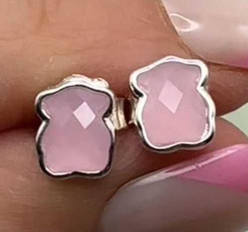 Серьги Tous с розовым кварцем 0.7cm