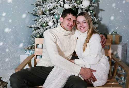 Белый Family look свитер-платье и гетры прокат