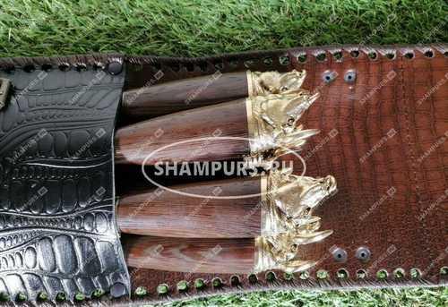 Подарочный набор шампуров Бык в черном кожаном чех