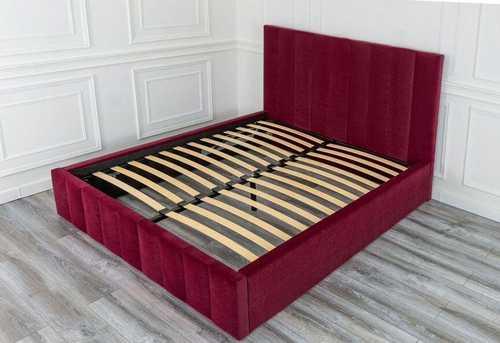 Кровать двуспальная 160х200 Богема в велюре бордо