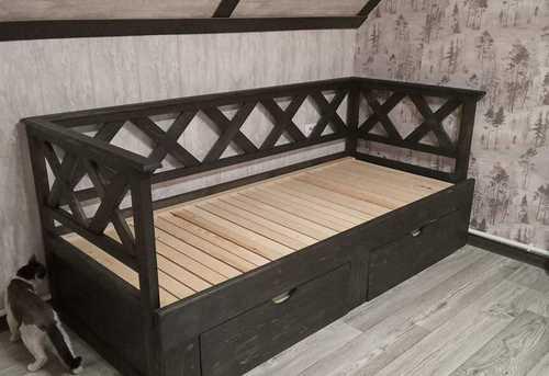 Кровать/кушетка раскладная двухспальная из массива