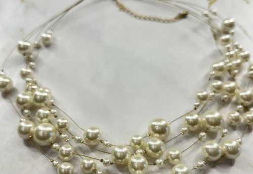 Жемчужное ожерелье на свадьбу украшение