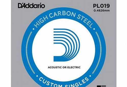 Отдельная струна без обмотки,.019 D'Addario PL019