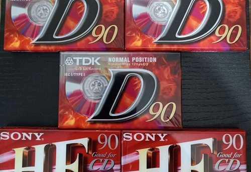 Кассеты TDK, Sony 90 чистые, новые