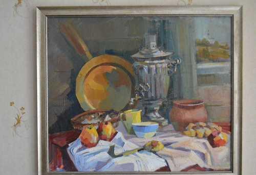 Картина "Натюрморт с самоваром"холст,масло, (70х80