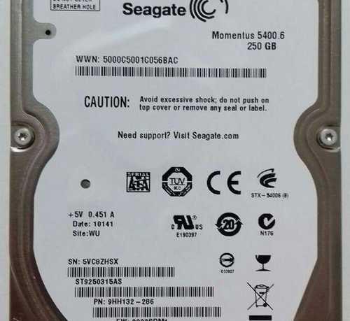 Жесткий диск 2,5" Seagate HDD 250gb