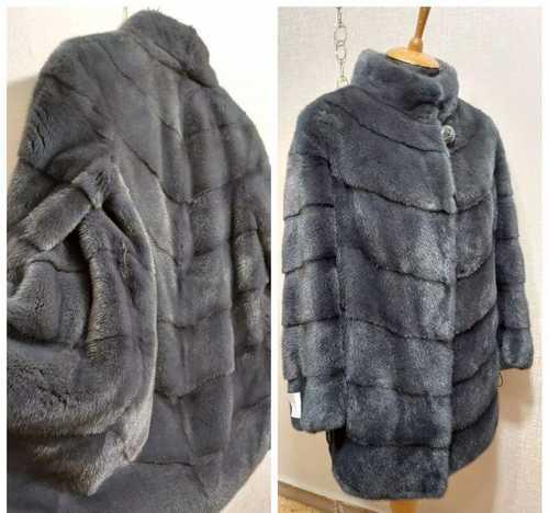 Шуба Норка 48-50,Графит, в груди 120см, Длина 85см