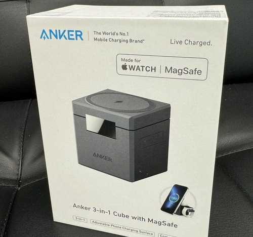 Беспроводная зарядка Anker Cube 3 in 1 MagSafe