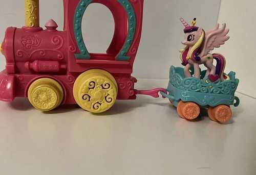 Поезд и лошадки my little pony и filly