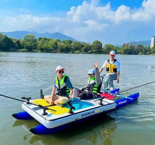 Водный велосипед катамаран с плотой