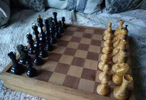 Шахматы деревянные 3 в одном старинные СССР