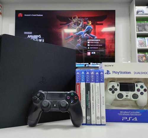 Sony PlayStation 4 Slim 2 геймпада 154 игры