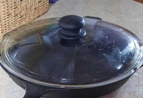 Чугунная сковорода жаровня 30 см с крышкой
