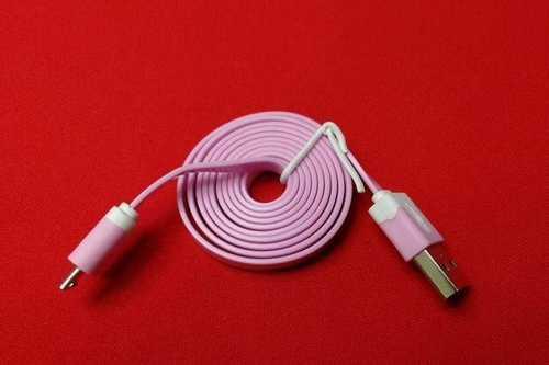 Плоский кабель Color USB-microUSB 1.0m USB-2.0 Pin