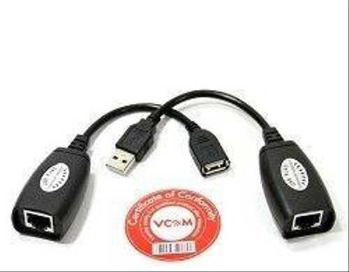 Vcom CU824 Адаптер-удлинитель USB-amaf/RJ45, по ви