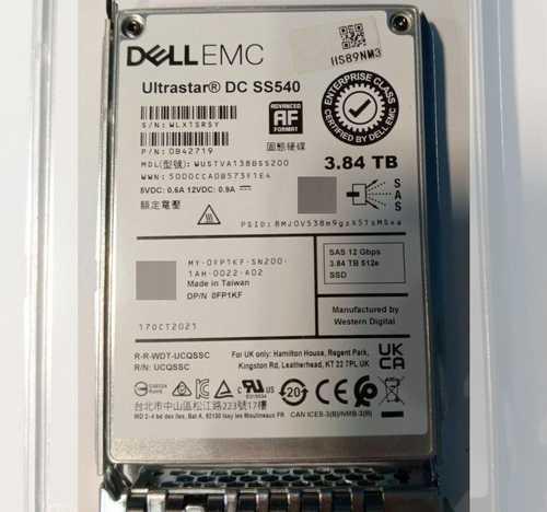 Диск SSD dell wustva138BSS200 3.84TB SAS 12Gbps