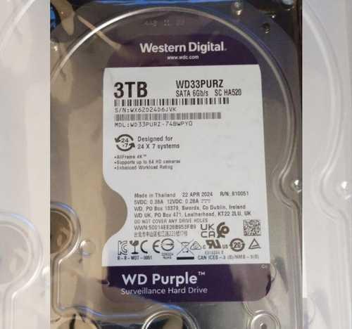 Новые для систем видеонаблюдения WD Purple 3Tb