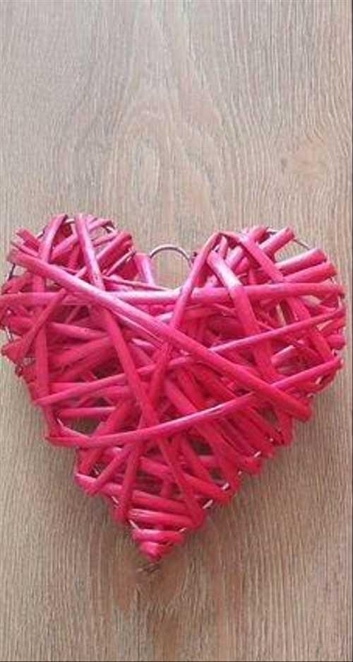 Сердце декоративное из ротанга