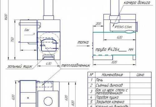 Банная печь Премьера со стеклянной дверкой 600 мм