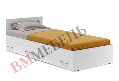 Кровать белая с ящиками 80х200