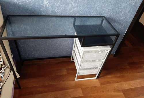 Письменный стол /Консоль стеклянная и тумба IKEA