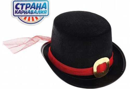 Карнавальная шляпка «Цилиндр», с красным ремешком
