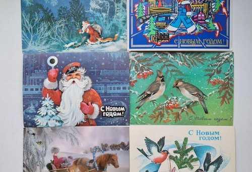Новогодние открытки СССР чистые