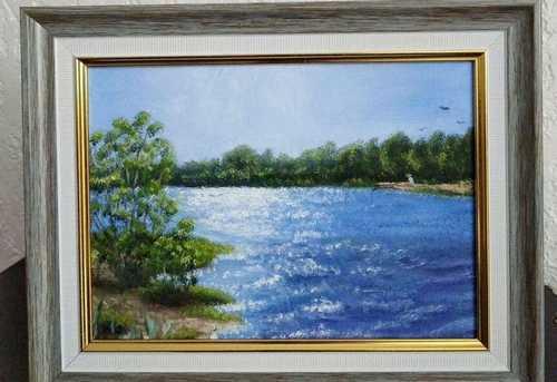 Картина маслом Река Летний пейзаж