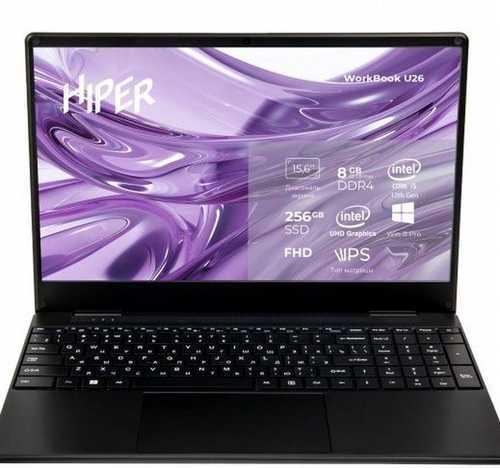 Hiper Workbook U26 15.6"(1920x1080 IPS) /Intel Core i5 12450H(2Ghz) /8192Mb/256ssdgb/noDVD/Int:Intel