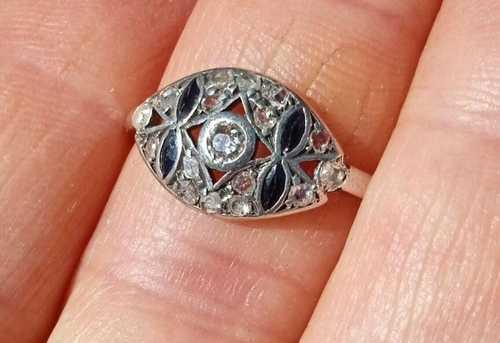 Антикварное кольцо 750 пробы с алмазами и брил