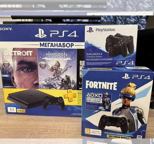 Sony playstation 4 slim 1tb 2 геймпада з.станция