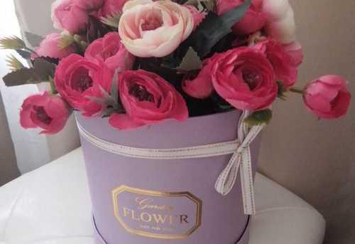 Букет цветов в шляпной коробке