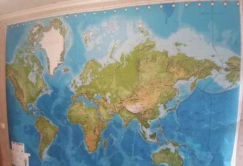 Карта мира большая ламинированная