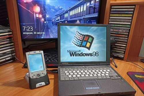 Ретро ноутбук Compaq на Windows 98 + кпк HP IPaQ