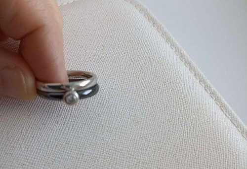 Кольцо серебро с керамикой 18 размер