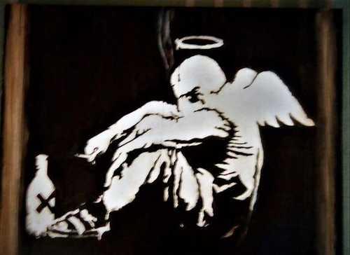 Картина Бэнкси (Banksy) - ангел курит (копия)