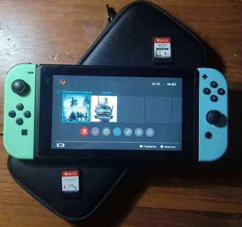 Nintendo switch v.2 с картриджами играми