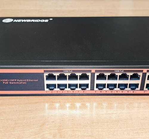 Свич 16 порт PoE 300Вт для камер IP до 250м+1xSFP