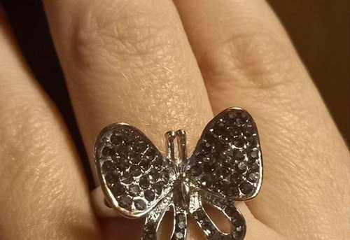 Кольцо бабочка посеребрение