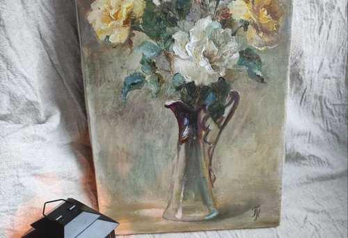 Картина маслом на холсте "Букет роз"